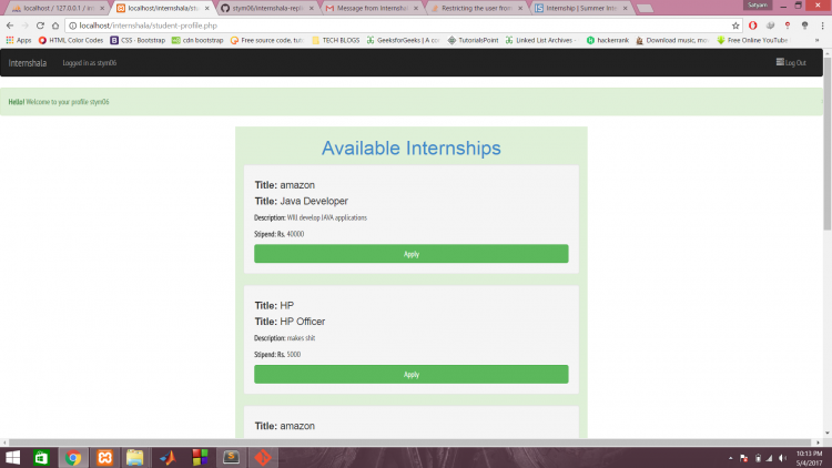 Internship Portal using PHP with Source Code | SourceCodester